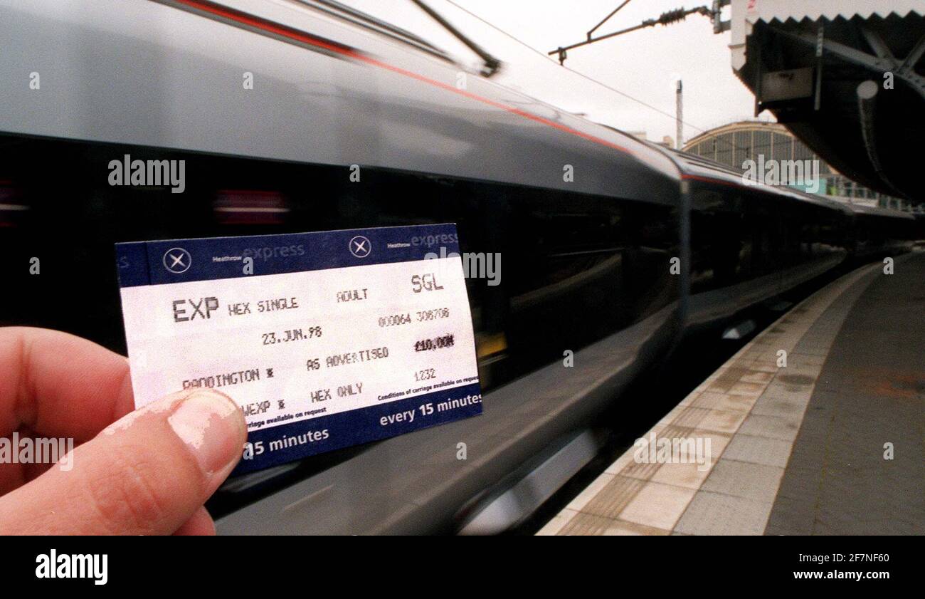 OFFICIAL OPENING OF THE HEATHROW EXPRESS. COST OF A SINGLE TICKET AT ...