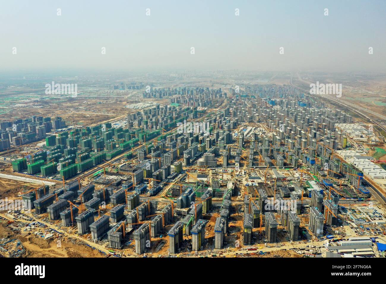 Xiongan. 8th Apr, 2021. Aerial photo taken on April 8, 2021 shows a ...