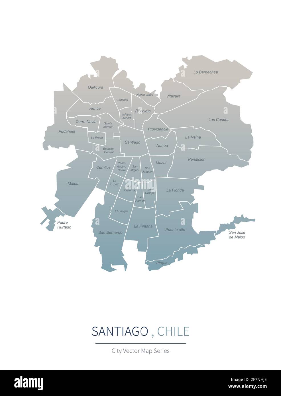 Santiago Map. vector map of major city in the chile Stock Vector Image ...