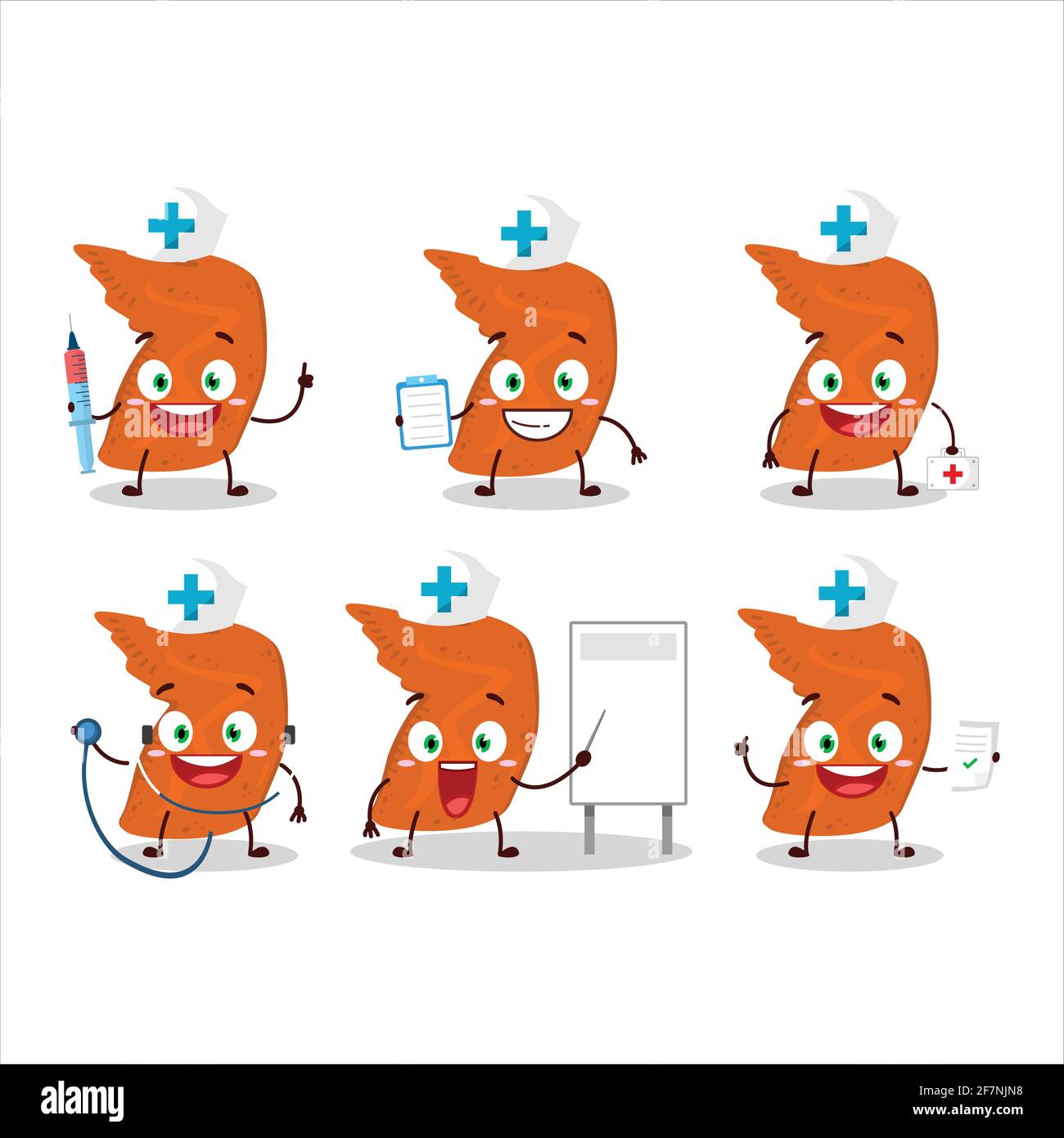 Doctor profession emoticon with chicken wings cartoon character. Vector ...