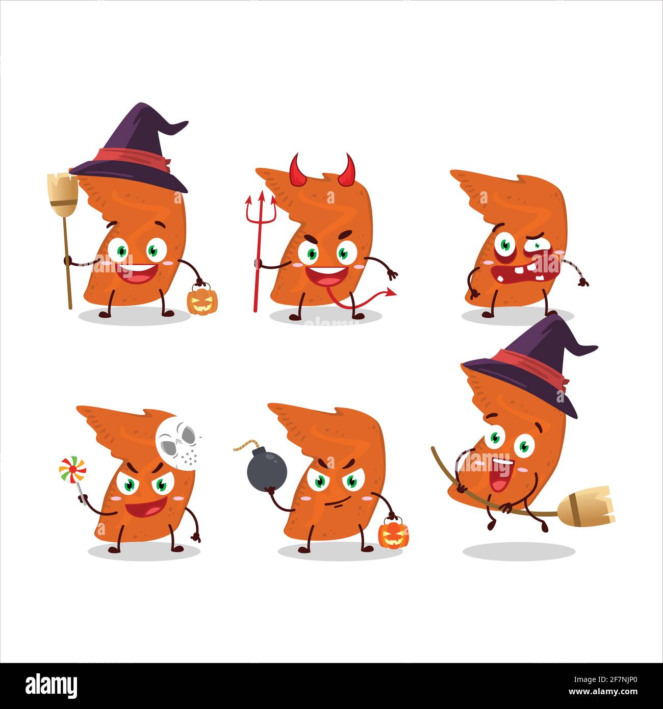 Halloween expression emoticons with cartoon character of chicken wings ...