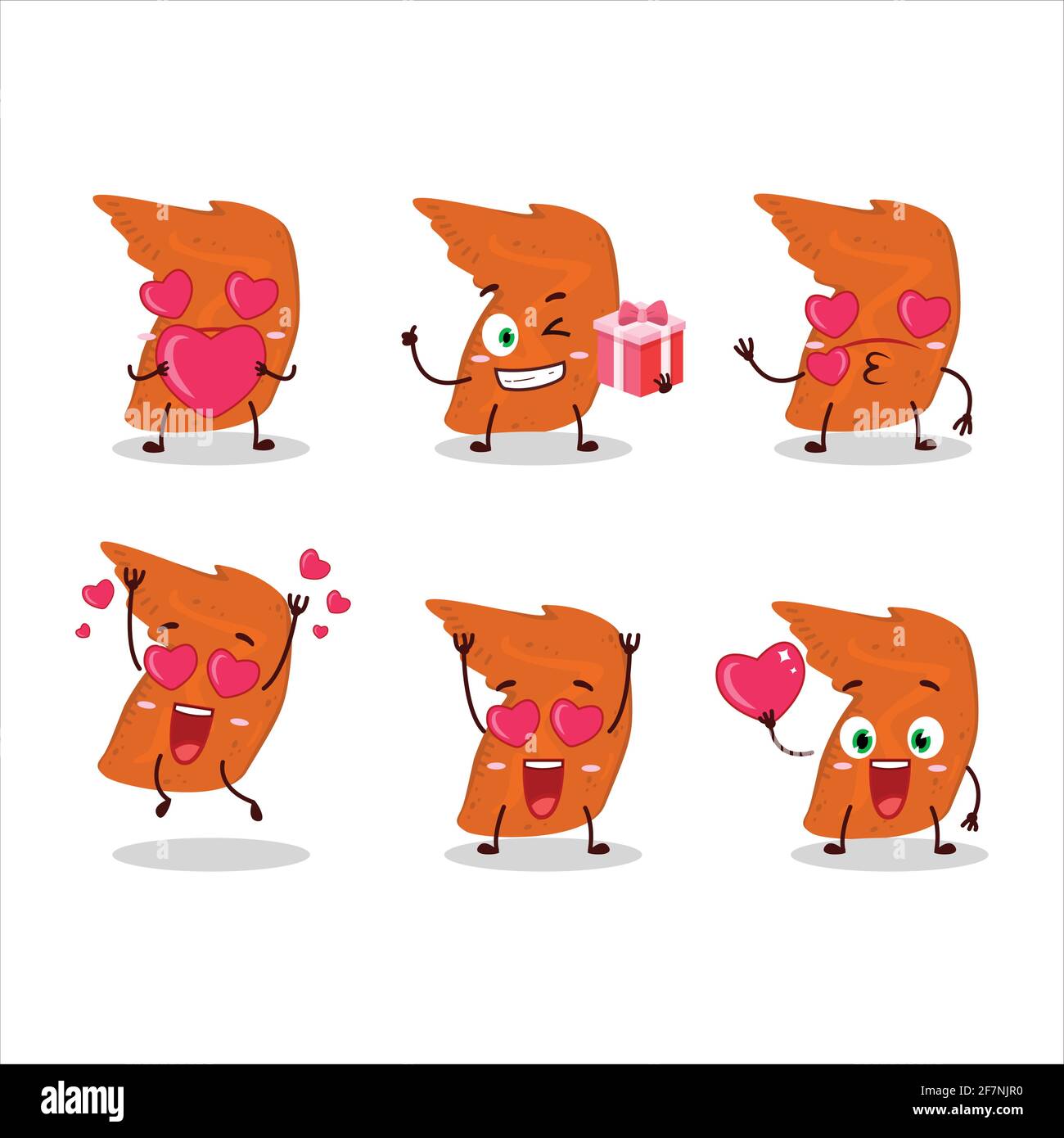 Chicken wings cartoon character with love cute emoticon. Vector ...