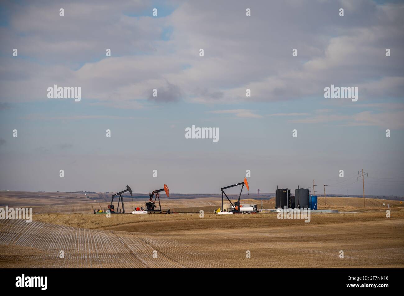 Drumheller, Alberta - March 27, 2021: Oil pumps jacks outside ...
