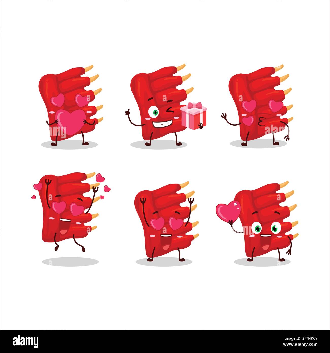 Beef ribs cartoon character with love cute emoticon. Vector ...