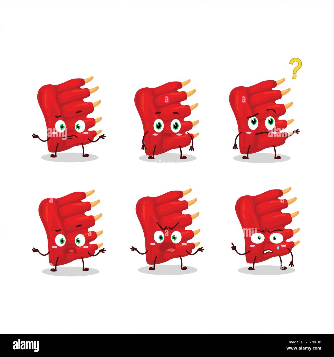 Cartoon character of beef ribs with what expression. Vector ...