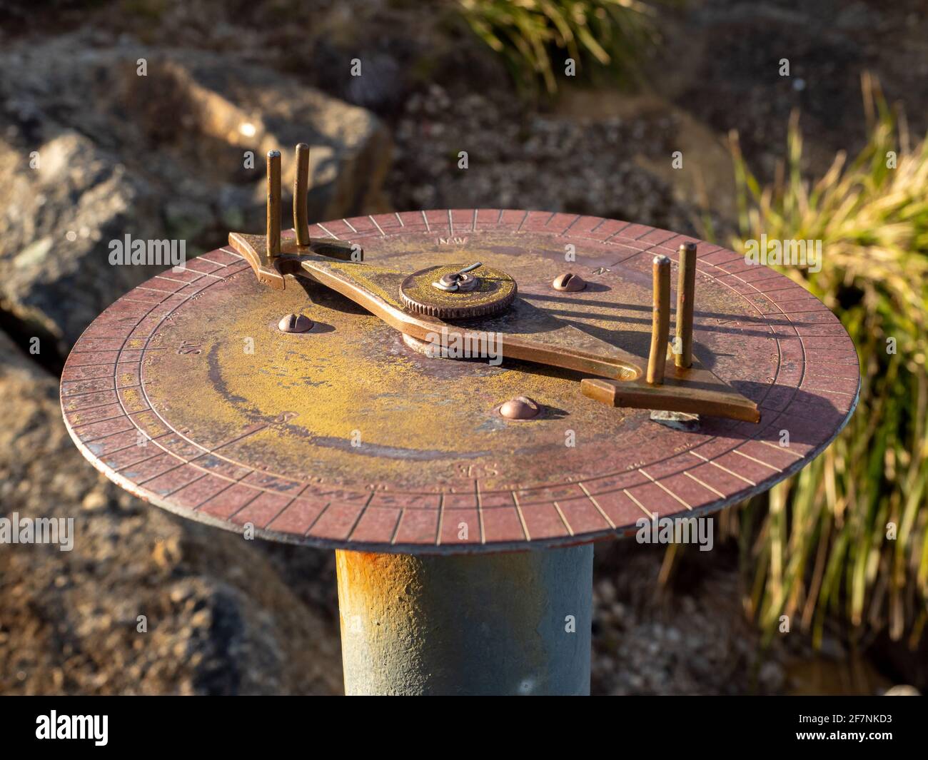 Metal compass at the Lightstation, Wilsons Promontory National. Park ...
