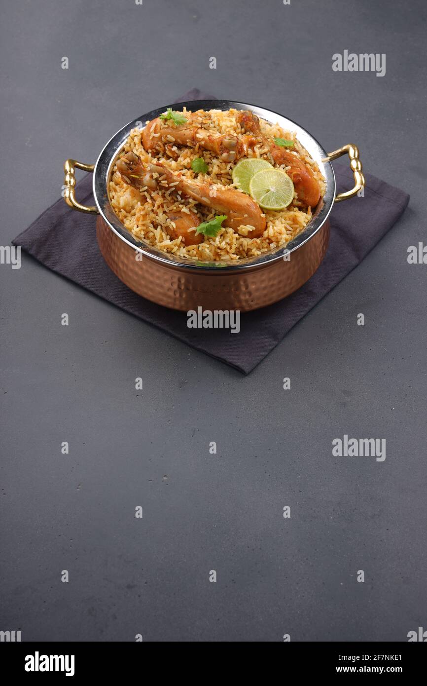 Dum chicken biriyani, close up image of Kerala-Thalassery biriyani ...