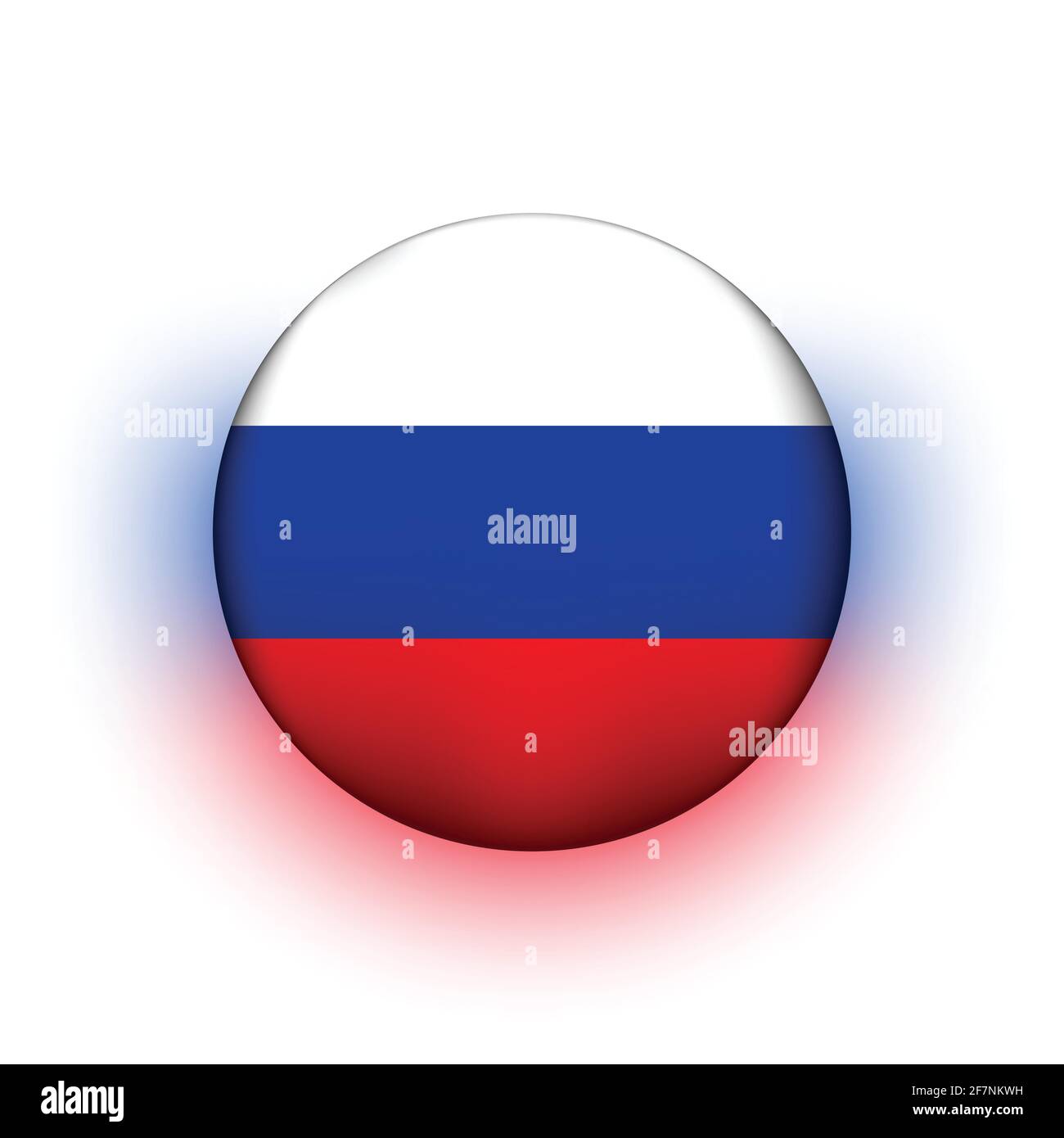 Glass light ball with flag of Russia. Round sphere, template icon ...