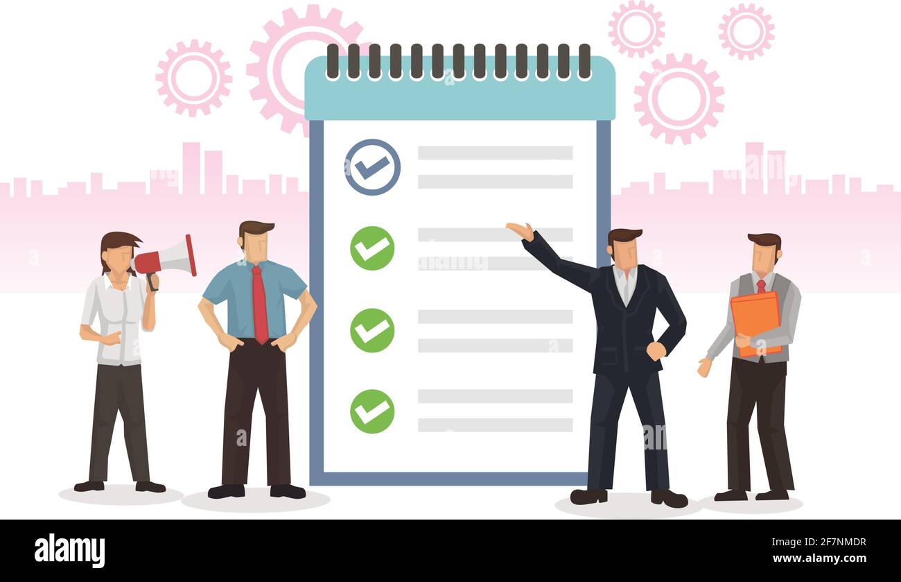 Business team with a task list board. Concept of planning, task agenda ... Business team with a task list board. Concept of planning, task agenda ...