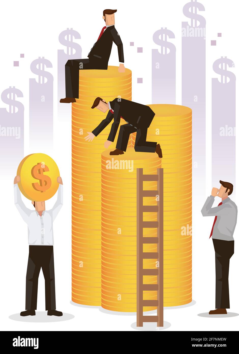 Businessmen with stacks of coins. Concept of investment management or ...