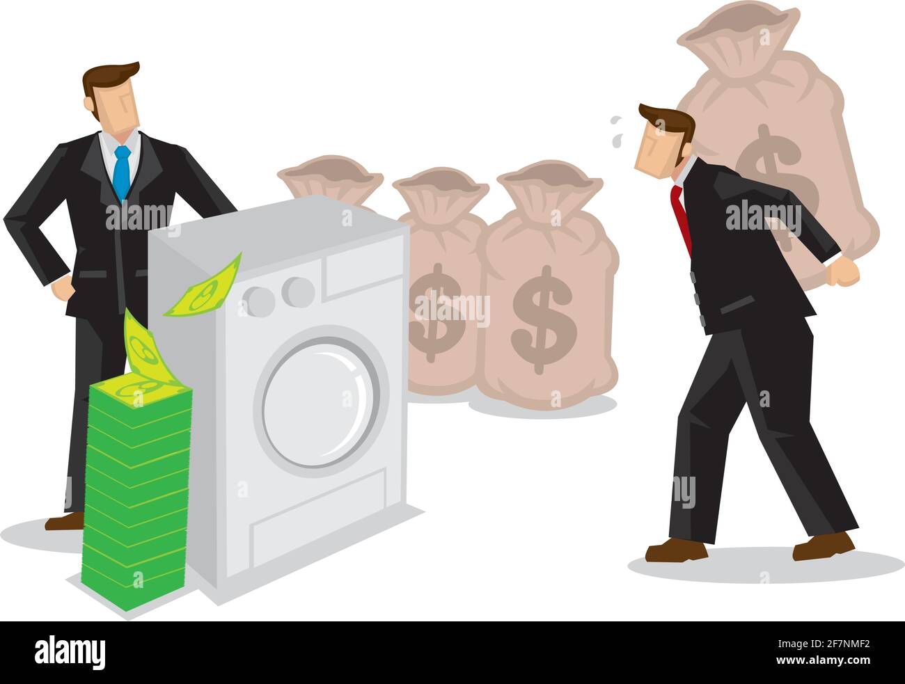Businessman order his employee to carry his money into a washing ...