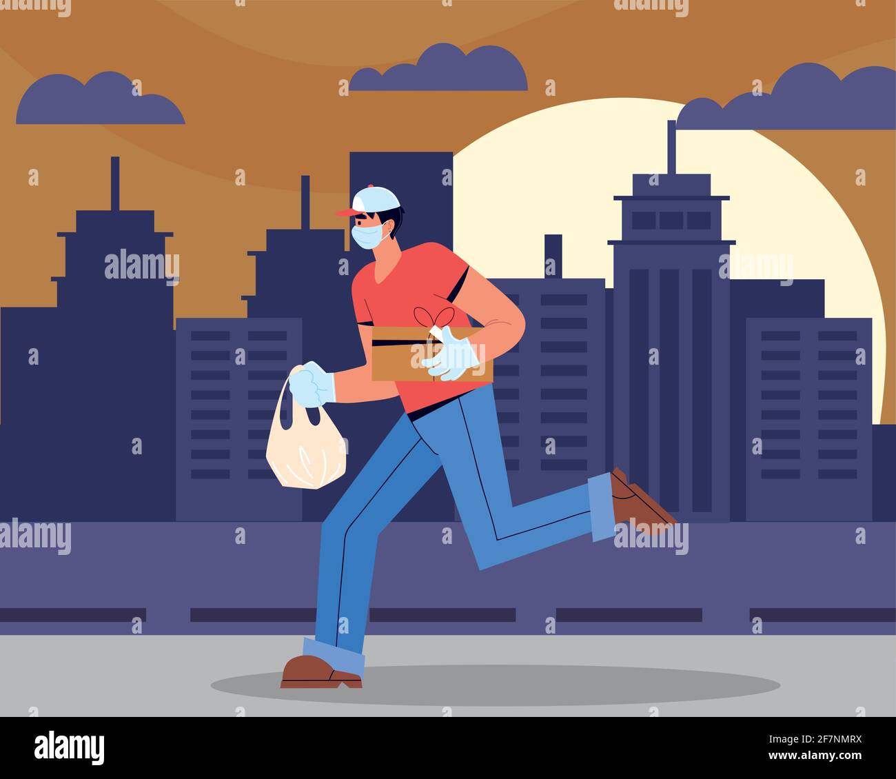 Delivery service safe worker running hi-res stock photography and ...