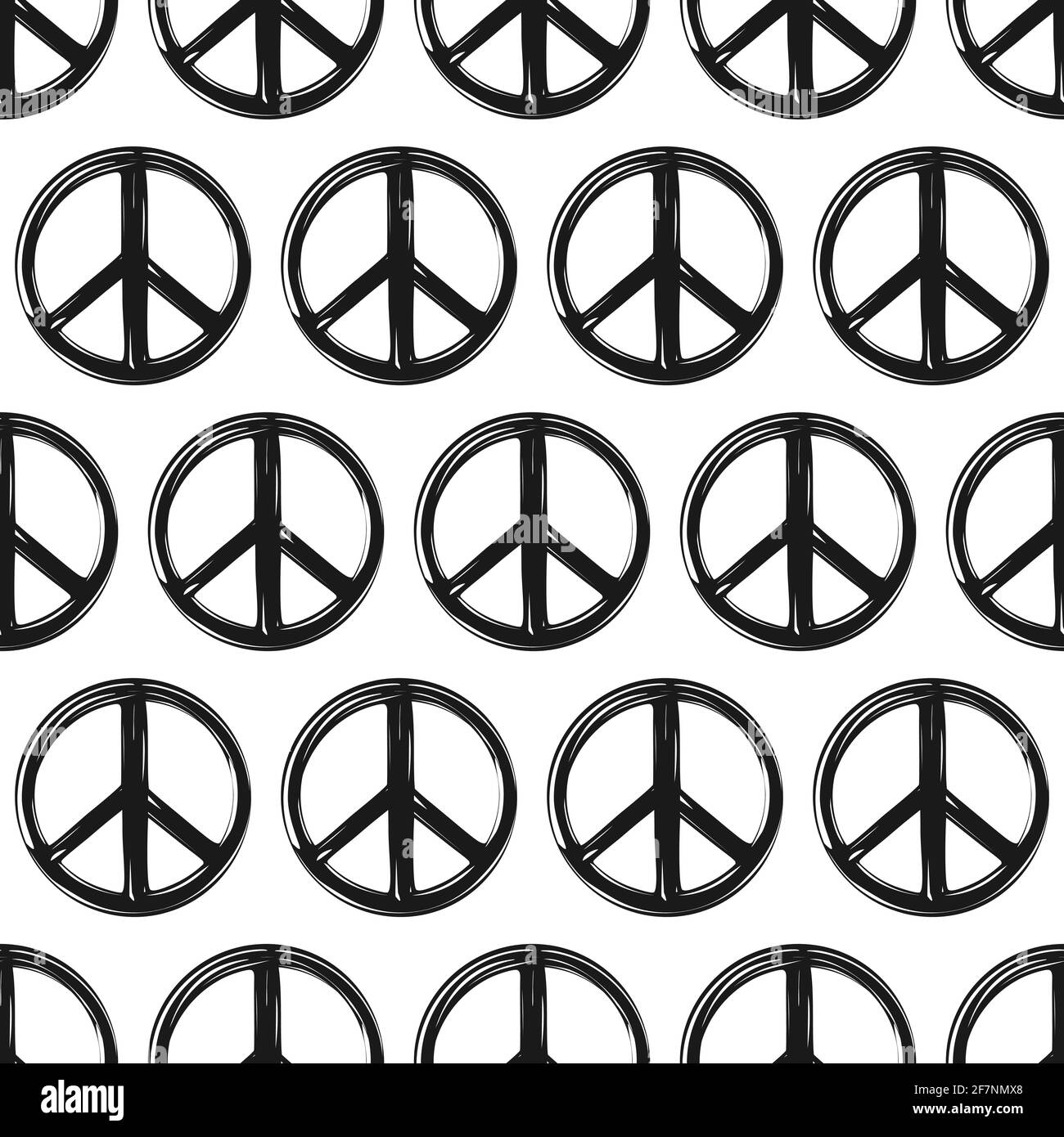 Seamless ornament with paint brush peace sign. Pacifist, happy, peace ...