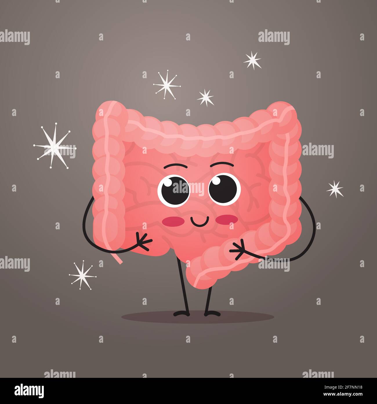 cute internal organ character human large and small intestine digestive ...