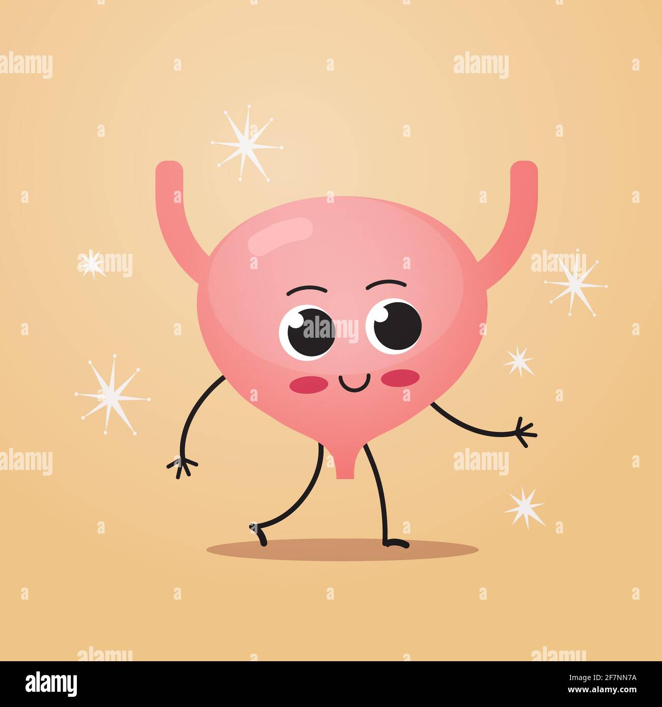 cute urinary bladder character funny human internal mascot organ ...