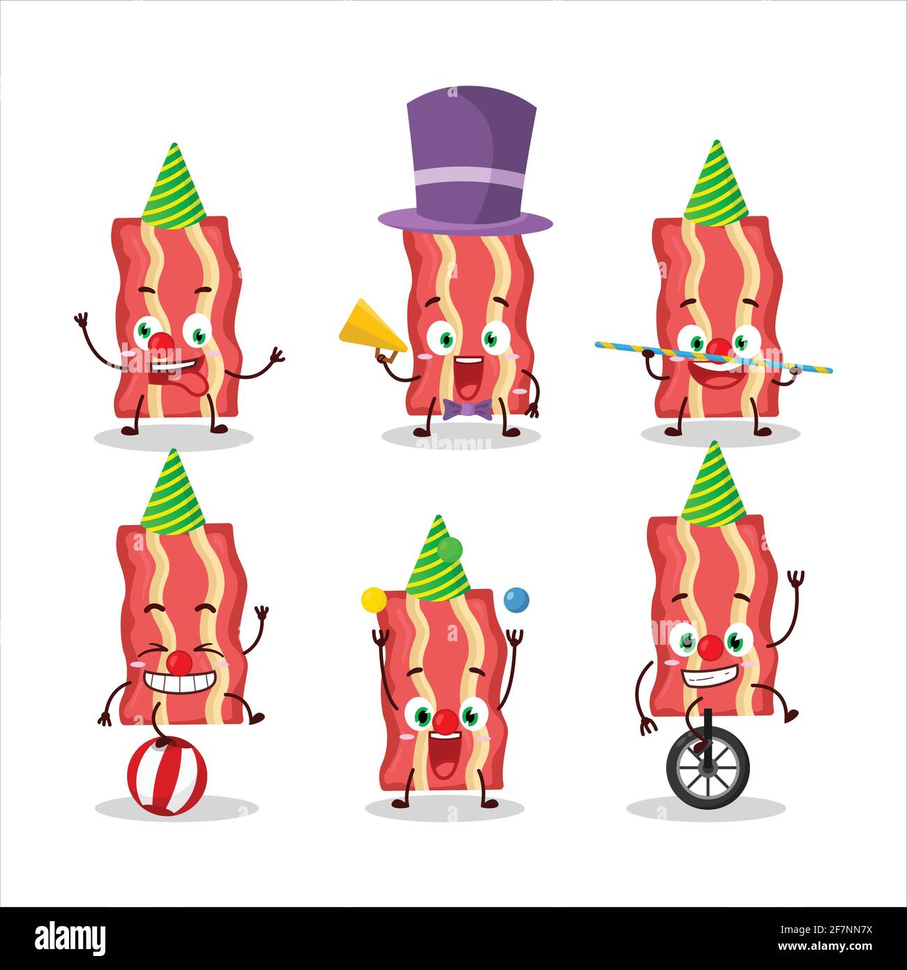 Cartoon character of bacon with various circus shows. Vector ...