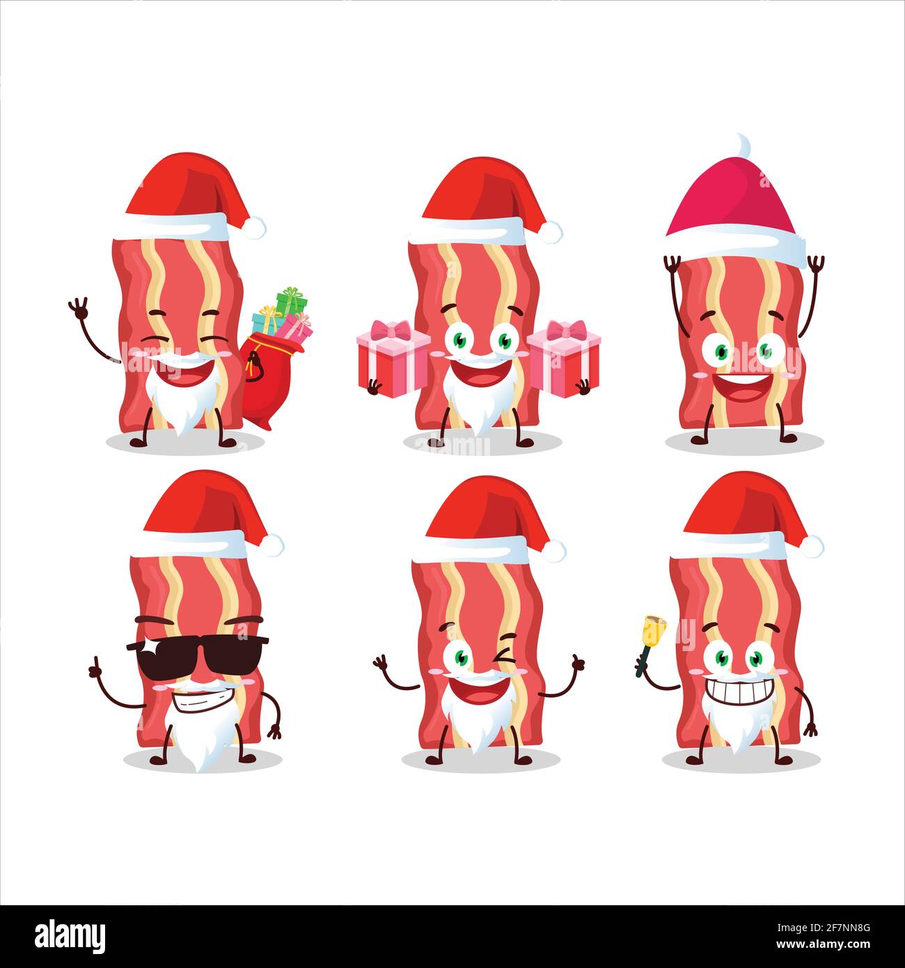 Santa Claus emoticons with bacon cartoon character. Vector illustration ...