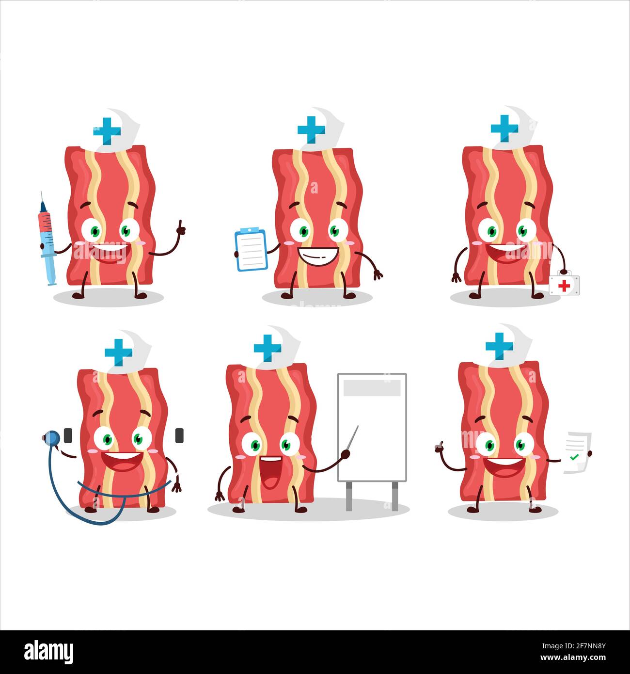 Doctor profession emoticon with bacon cartoon character. Vector ...