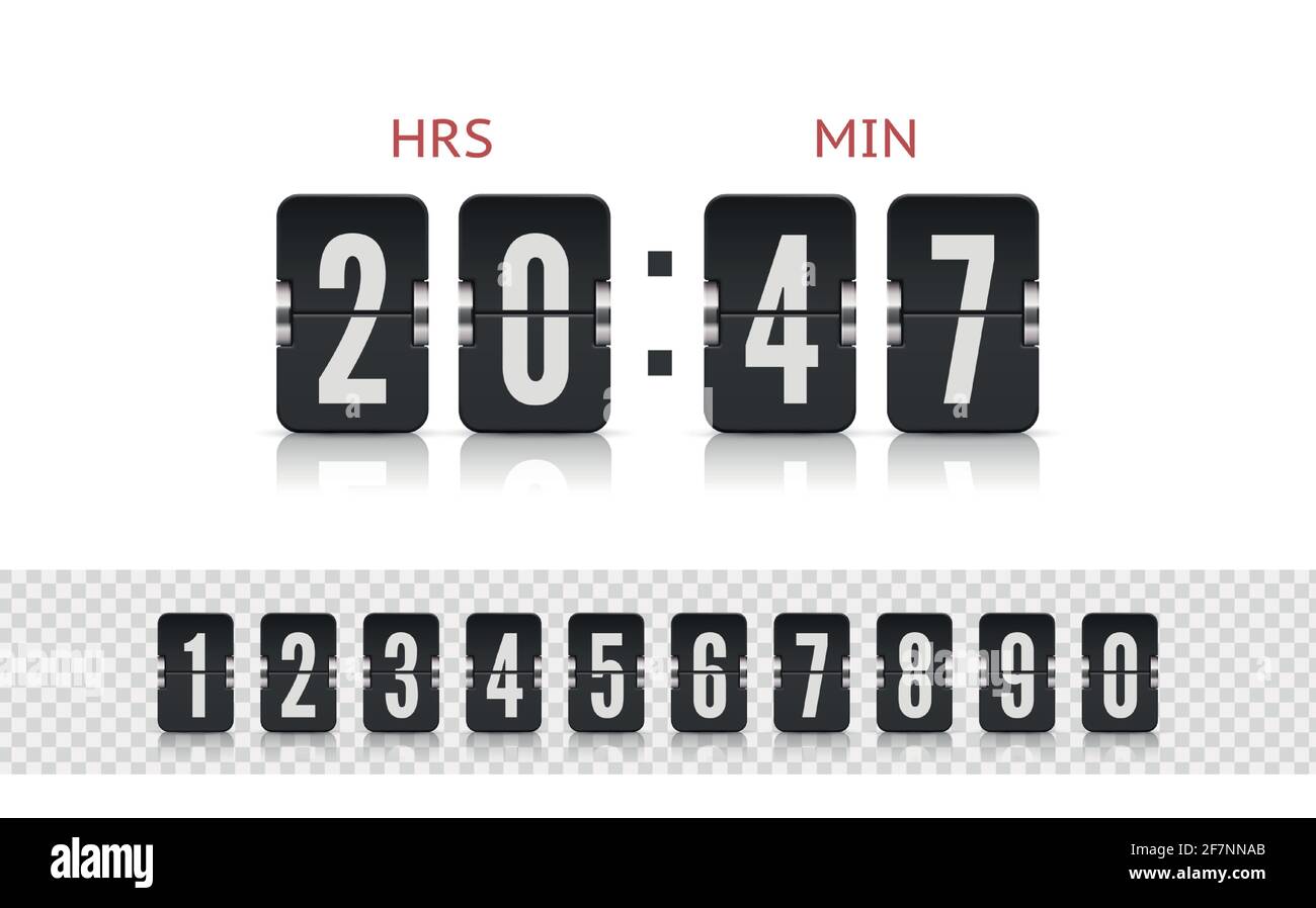 Vector Illustration Template Scoreboard Number Font With Reflections
