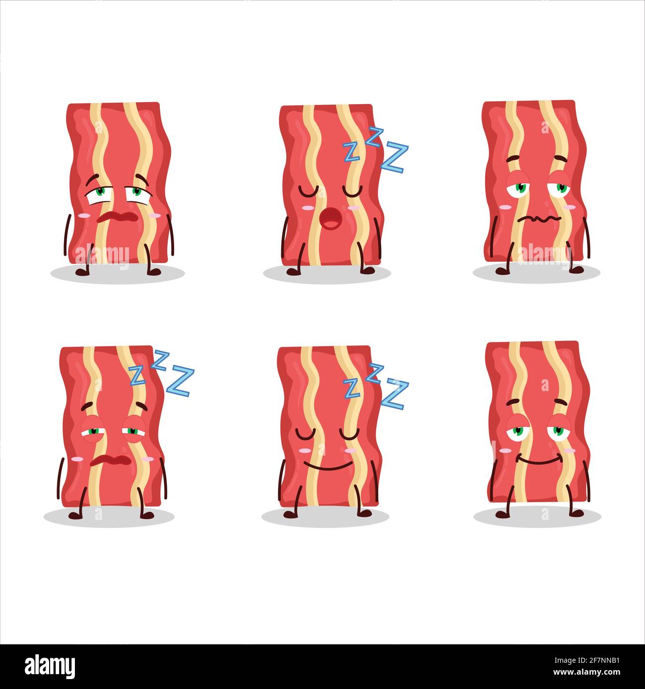 Cartoon character of bacon with sleepy expression. Vector illustration ...