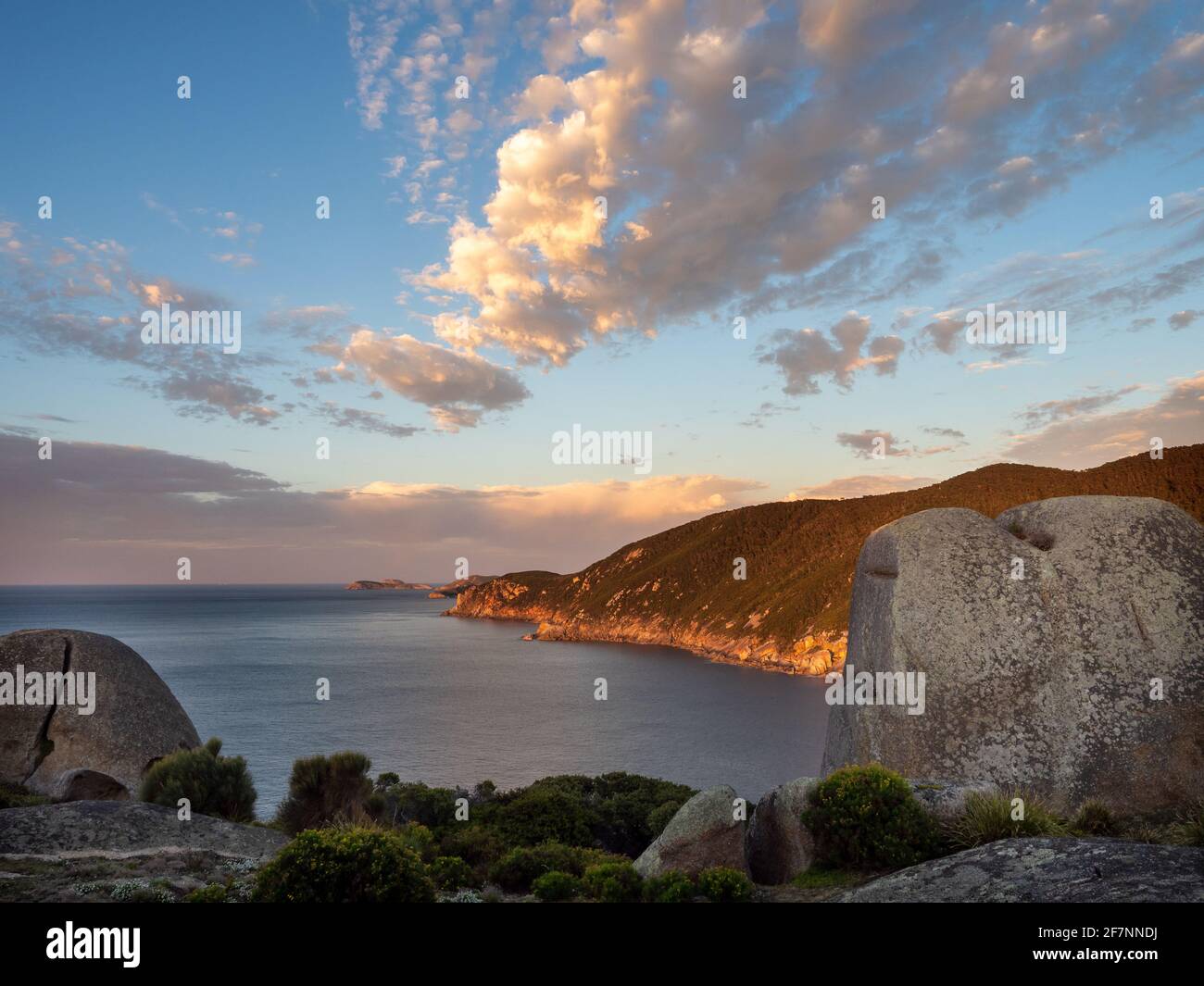 Dawn looking out over the mainland from the Lightstation, Wilsons ...