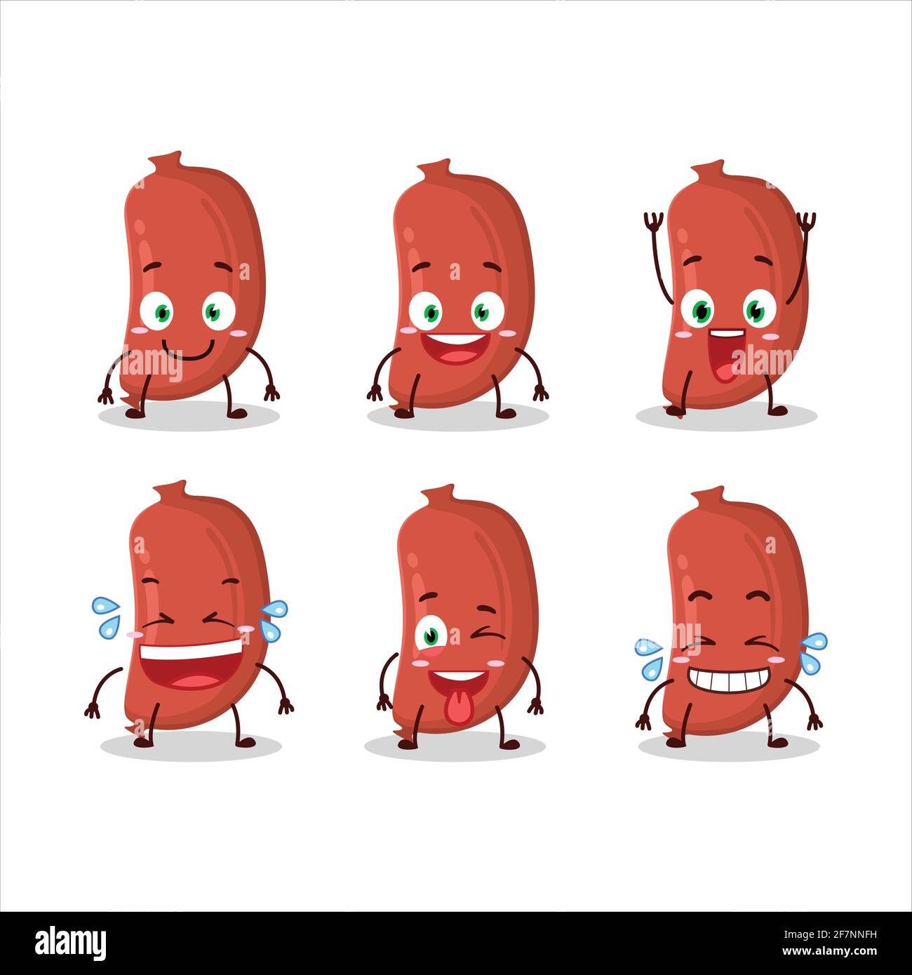 Cartoon character of sausage with smile expression. Vector illustration ...
