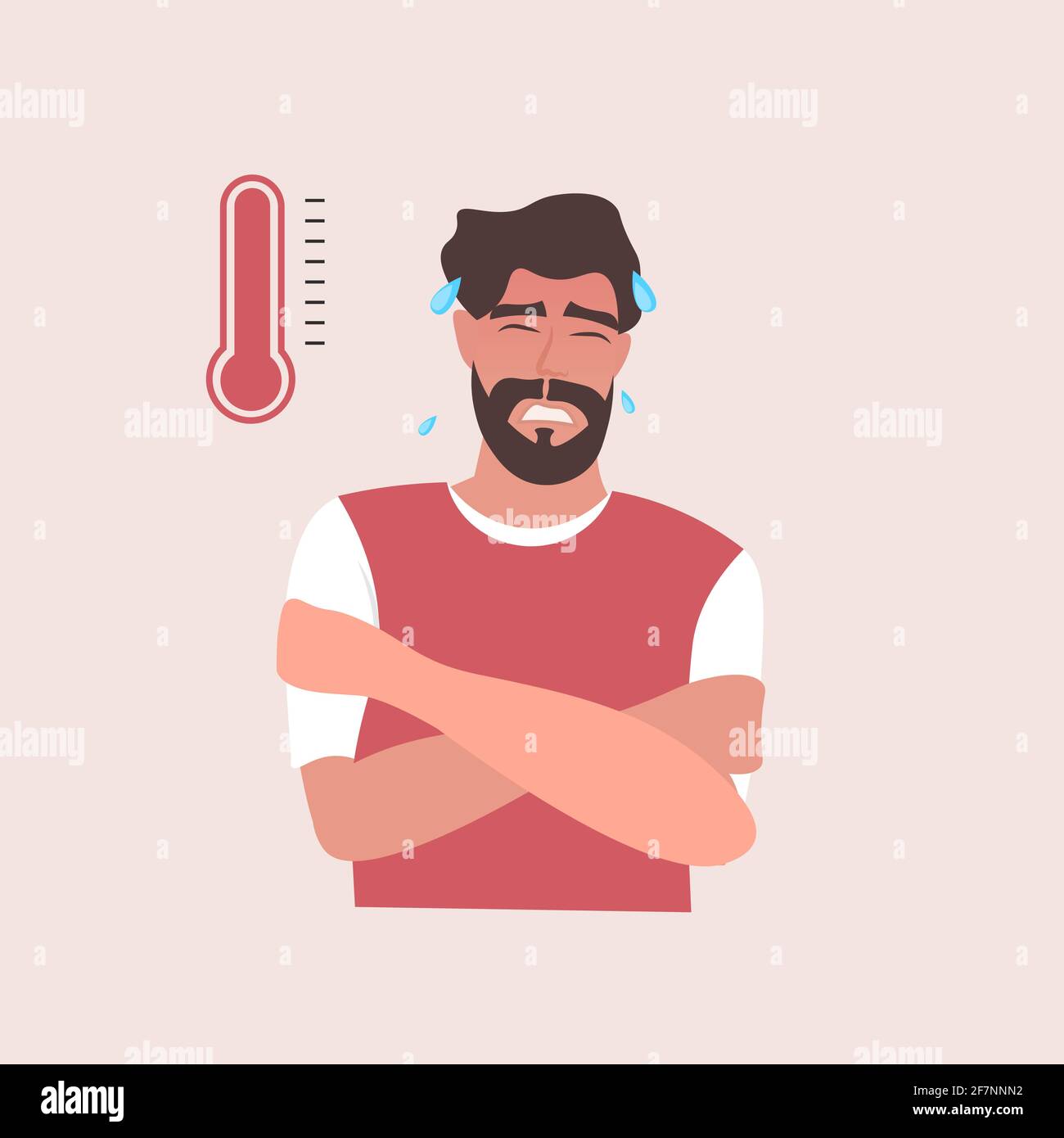 man in sweat catching cold guy having high temperature influenza ...