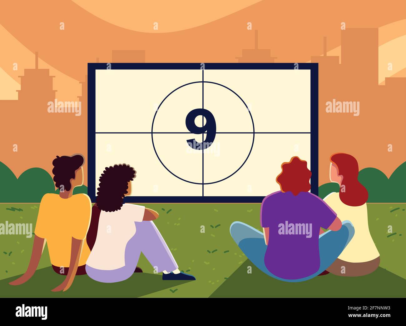 outdoor cinema characters Stock Vector Image & Art - Alamy