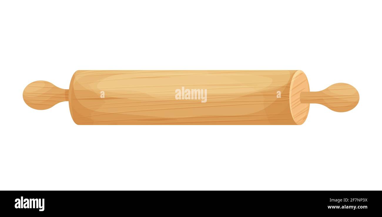 Rolling pin with wooden texture in cartoon style isolated illustration ...
