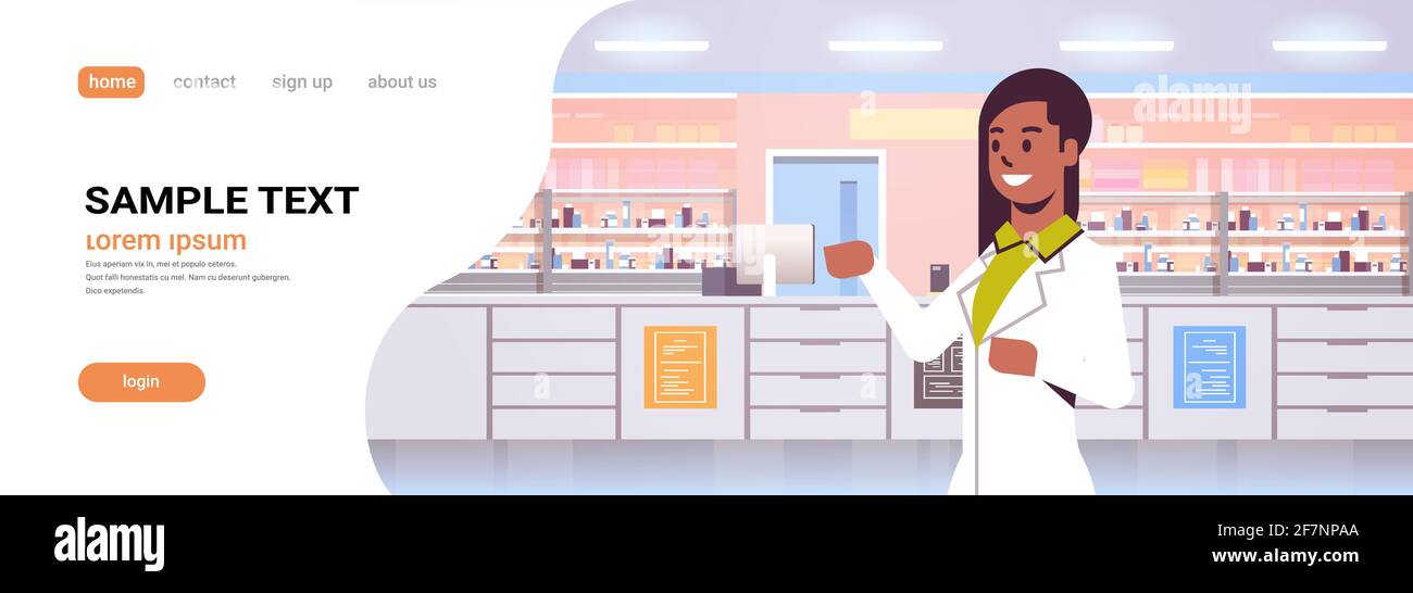 african american female doctor pharmacist modern pharmacy drugstore ...