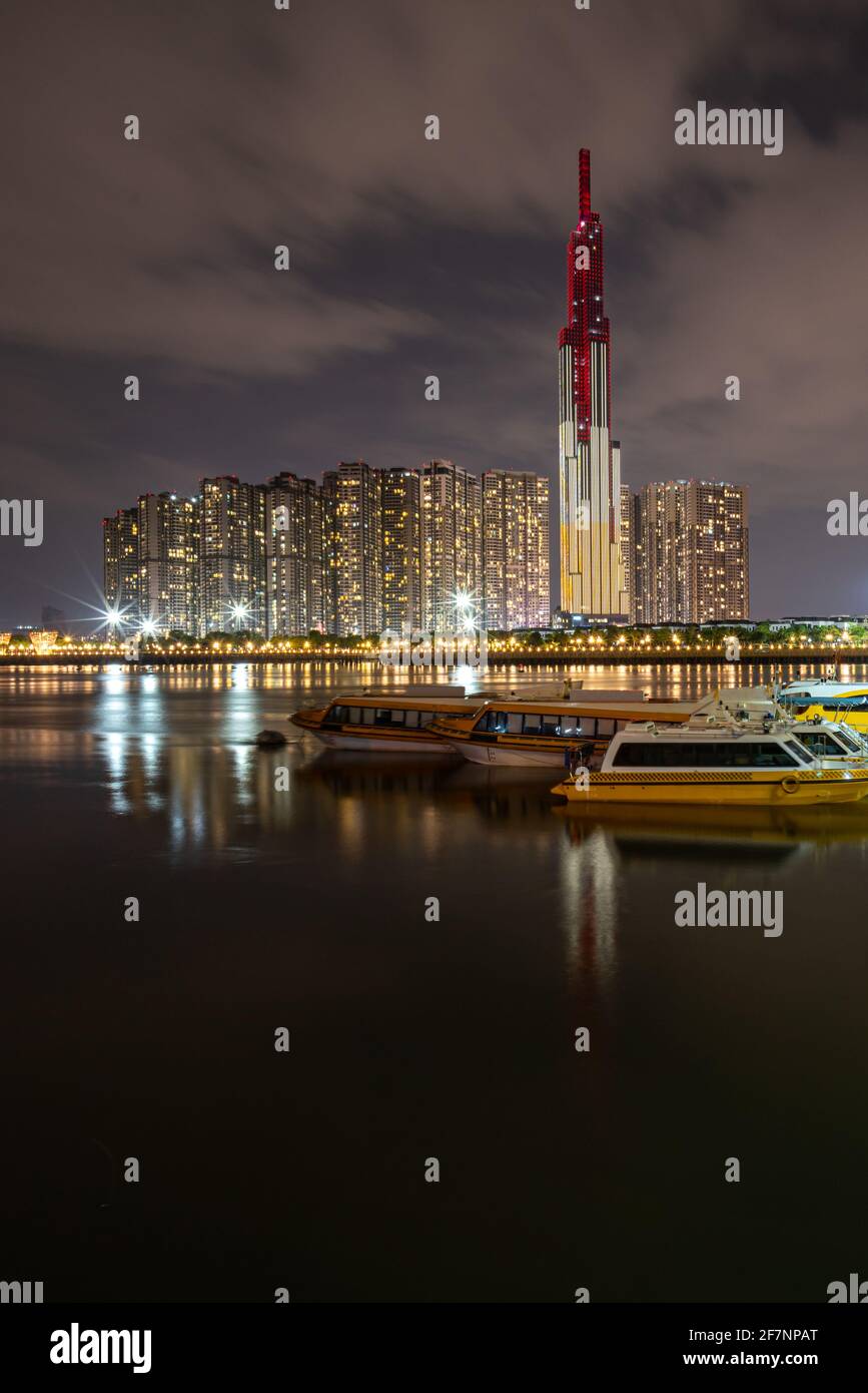 Vertical photo of beautiful skyscraper office building Landmark 81 at ...