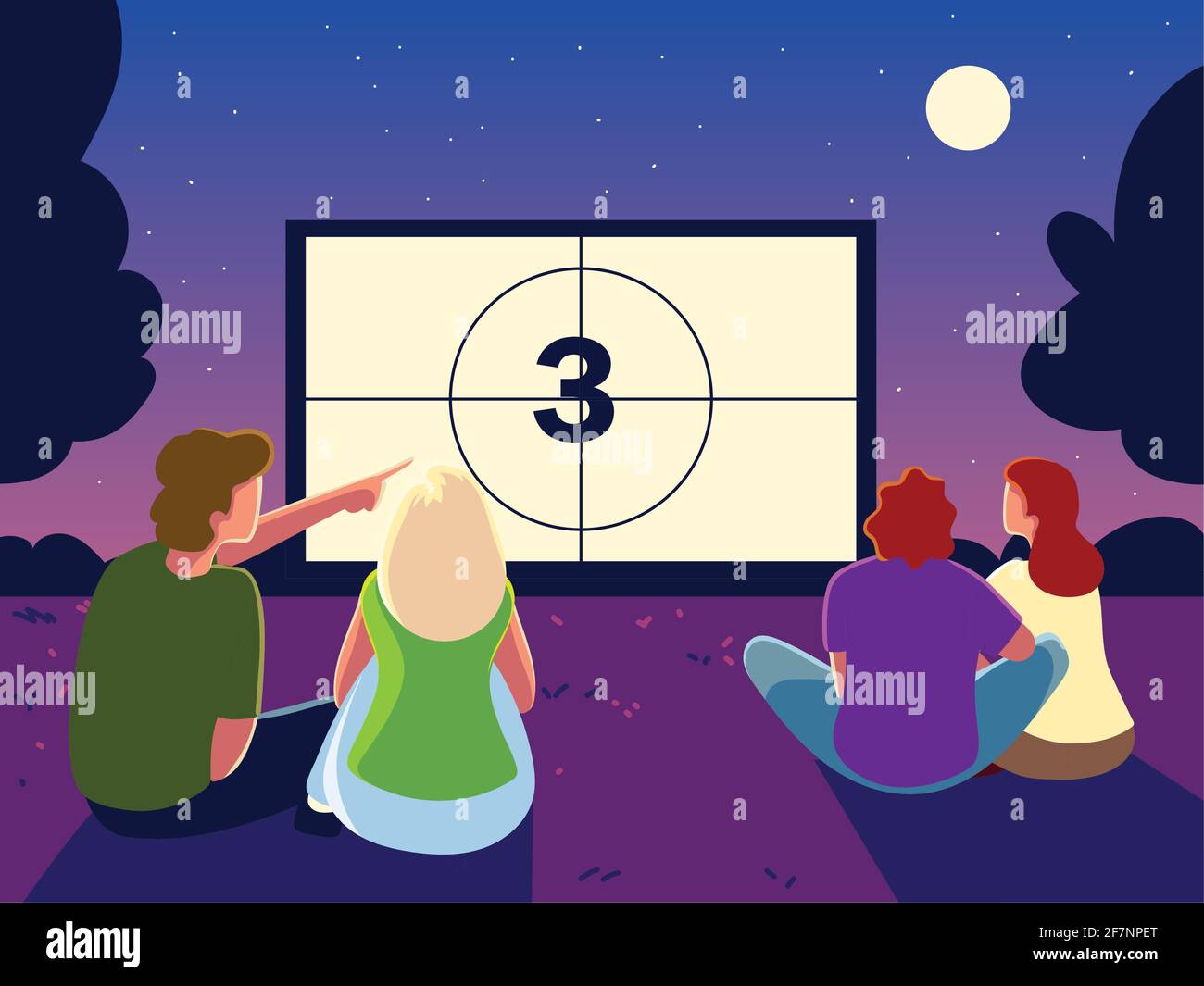 people outdoor cinema Stock Vector Image & Art - Alamy