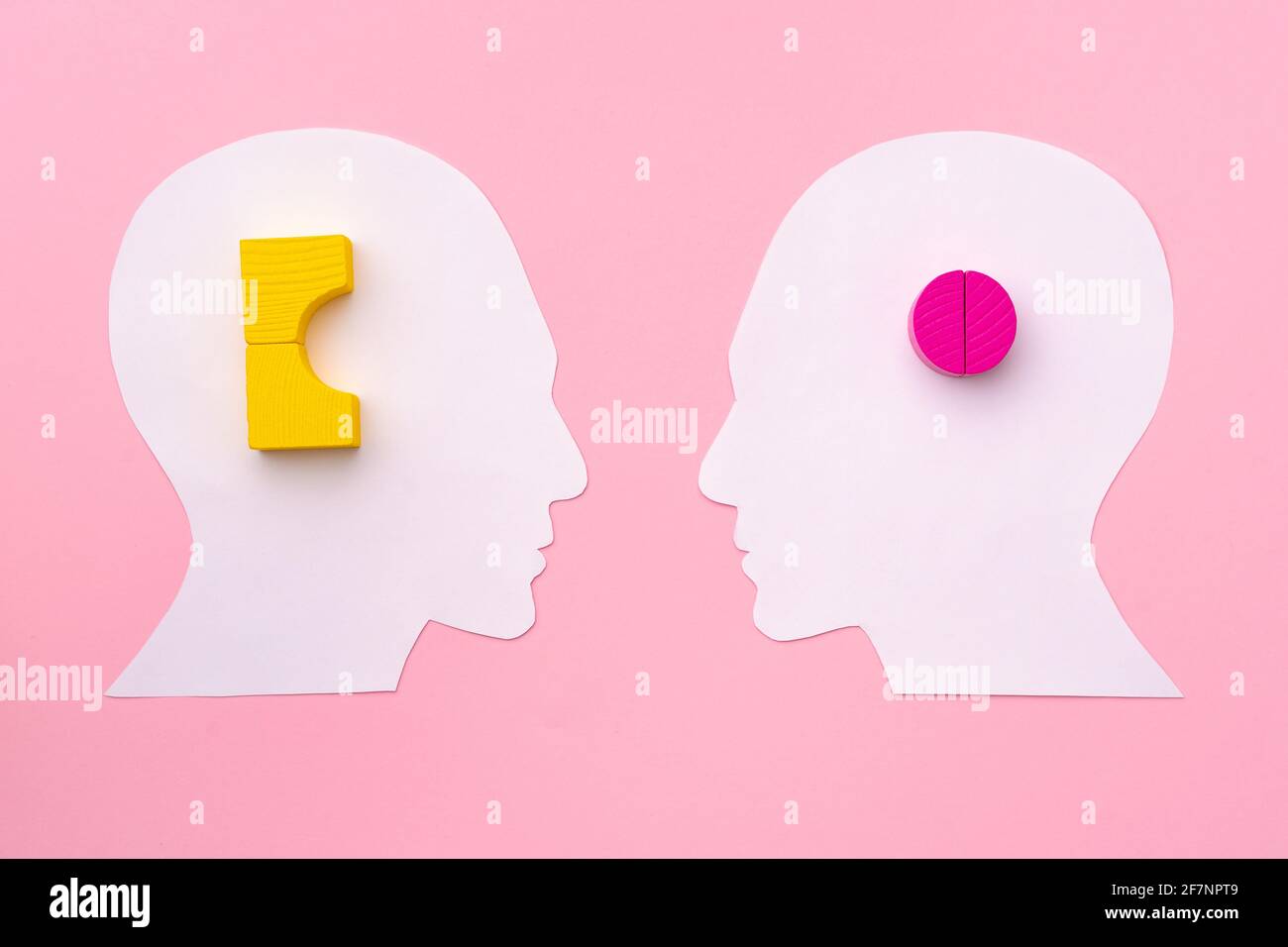 Papercut silhouette of human head with colorful constructor pieces ...