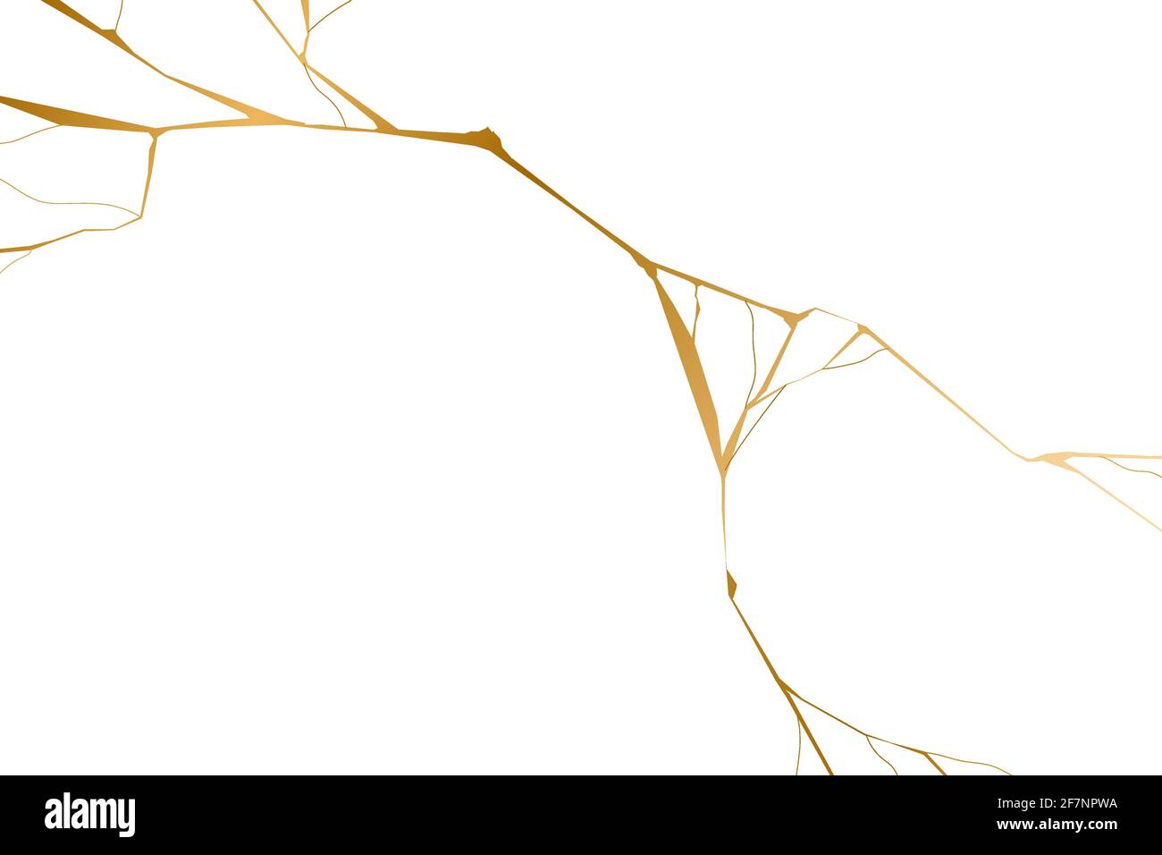 Gold kintsugi on white background. Crack and broken effects. Marble ...