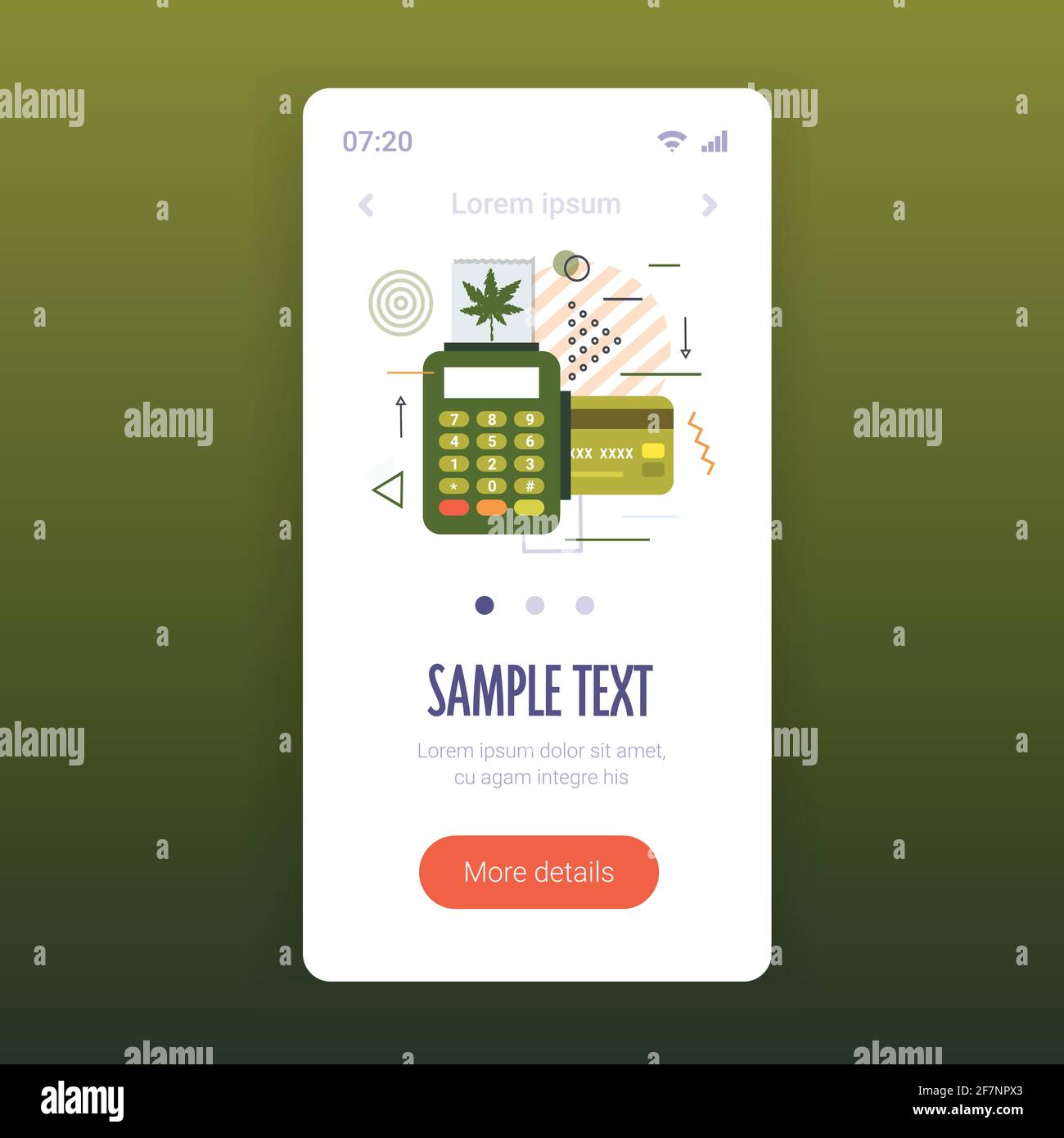 pos terminal and credit card sale of medical cannabis marijuana concept ...