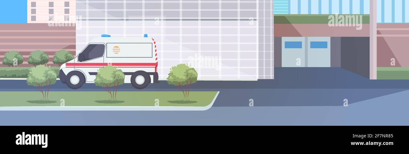 ambulance car near hospital building medical healthcare concept modern ...