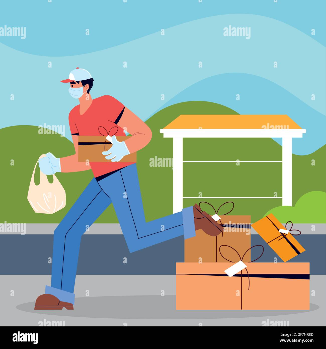 running delivery man Stock Vector Image & Art - Alamy