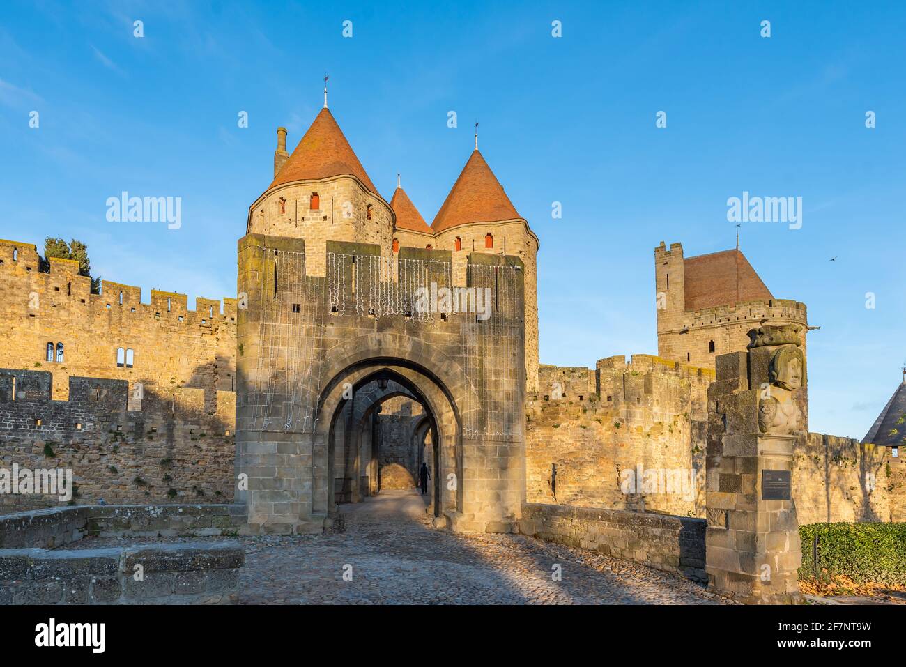 View to the entrance with the tower from the historical castle ...