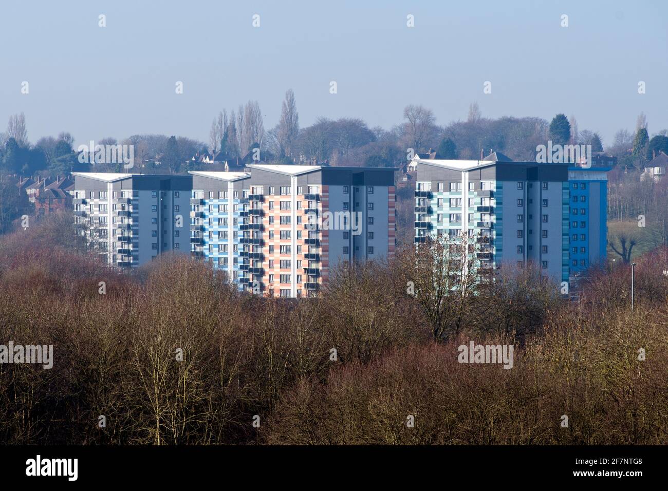 Blocks of flats with colorful cladding Stock Photo - Alamy