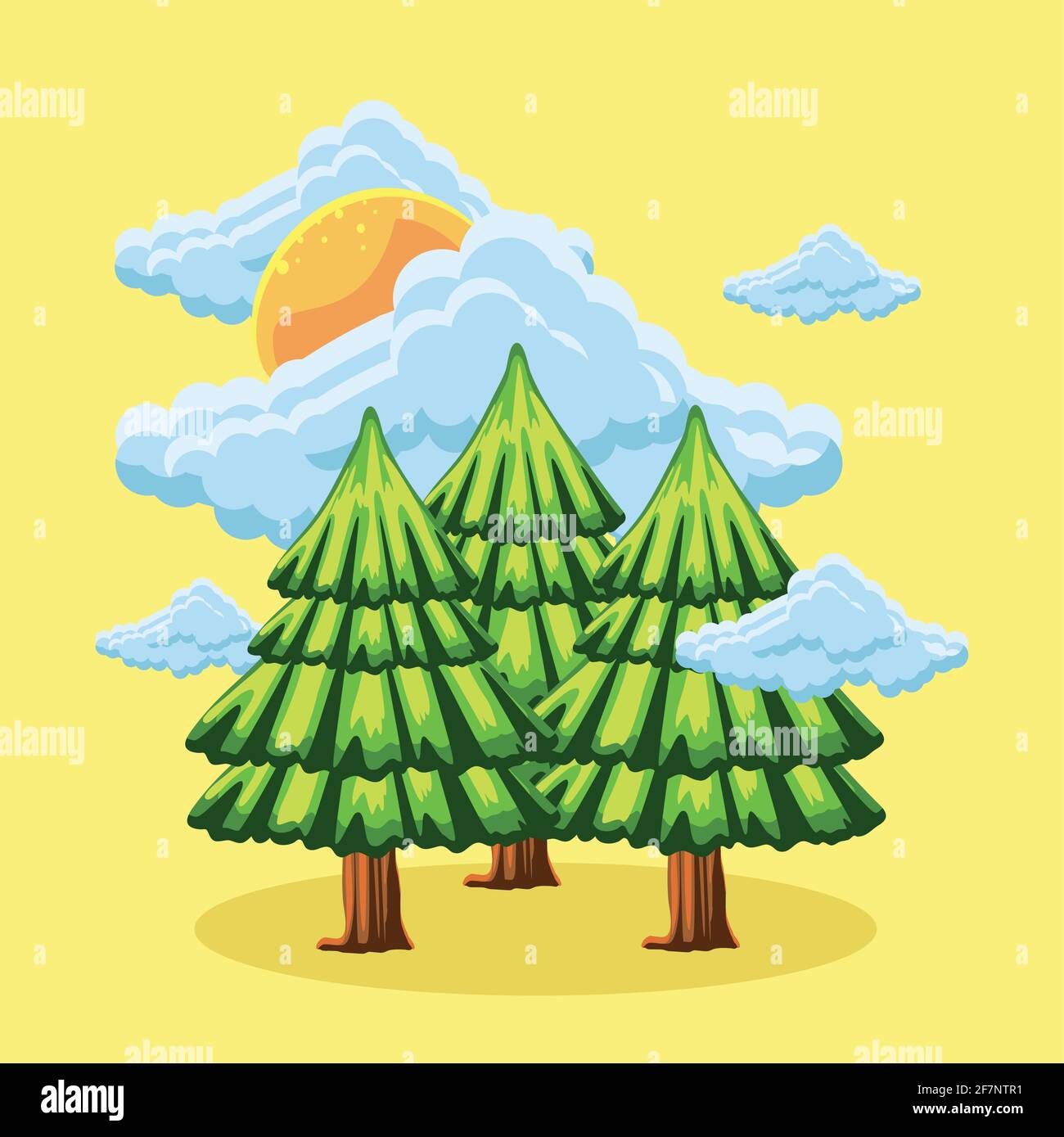 Wide landscape pine forest on Stock Vector Images - Alamy