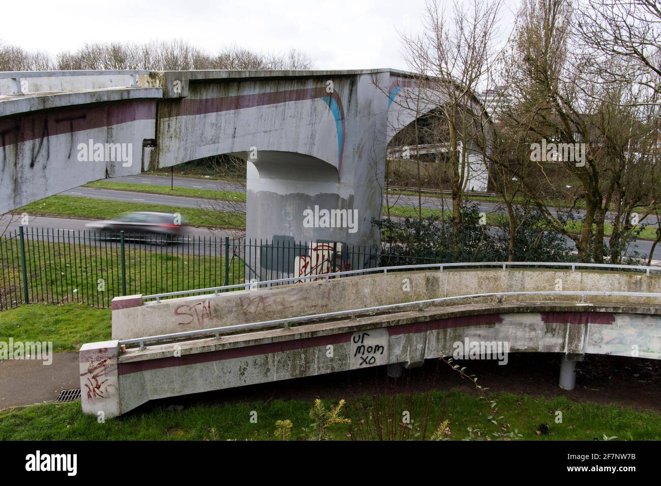 Footbridge over the Expressway in West bromwich, West Midlands, England ...