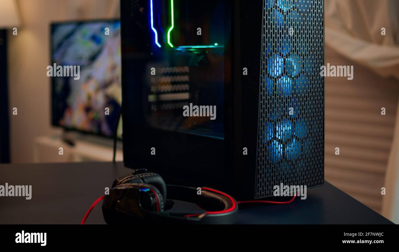 Powerful gaming unit with colorful RGB lights prepared for gaming ...