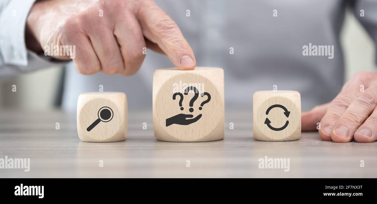 Wooden blocks with symbol of question concept Stock Photo - Alamy