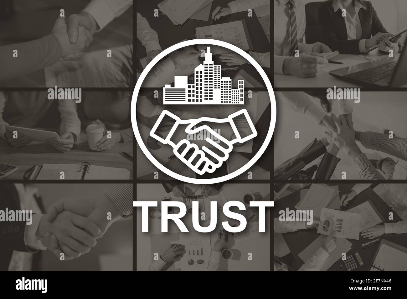 Trust concept illustrated by pictures on background Stock Photo - Alamy