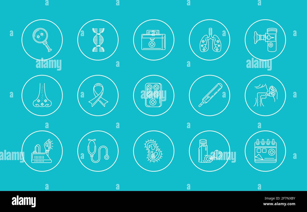 asthma icon set Stock Vector Image & Art - Alamy