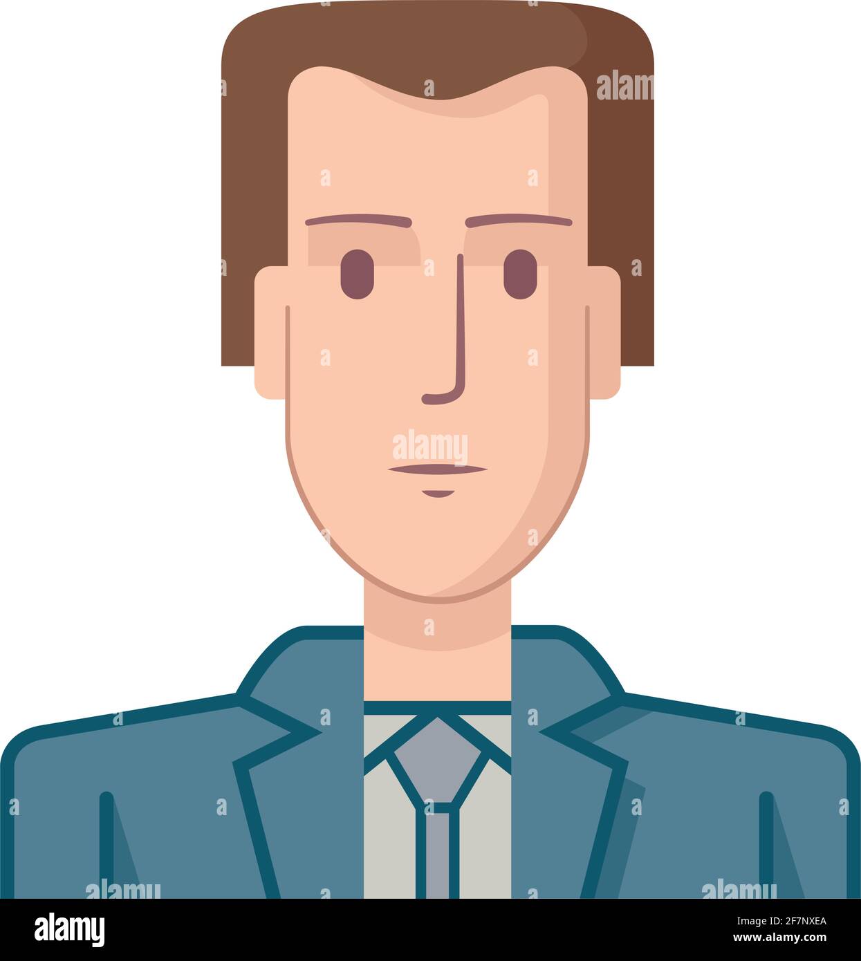 Illustration of a young businessman with a serious expression. The ...