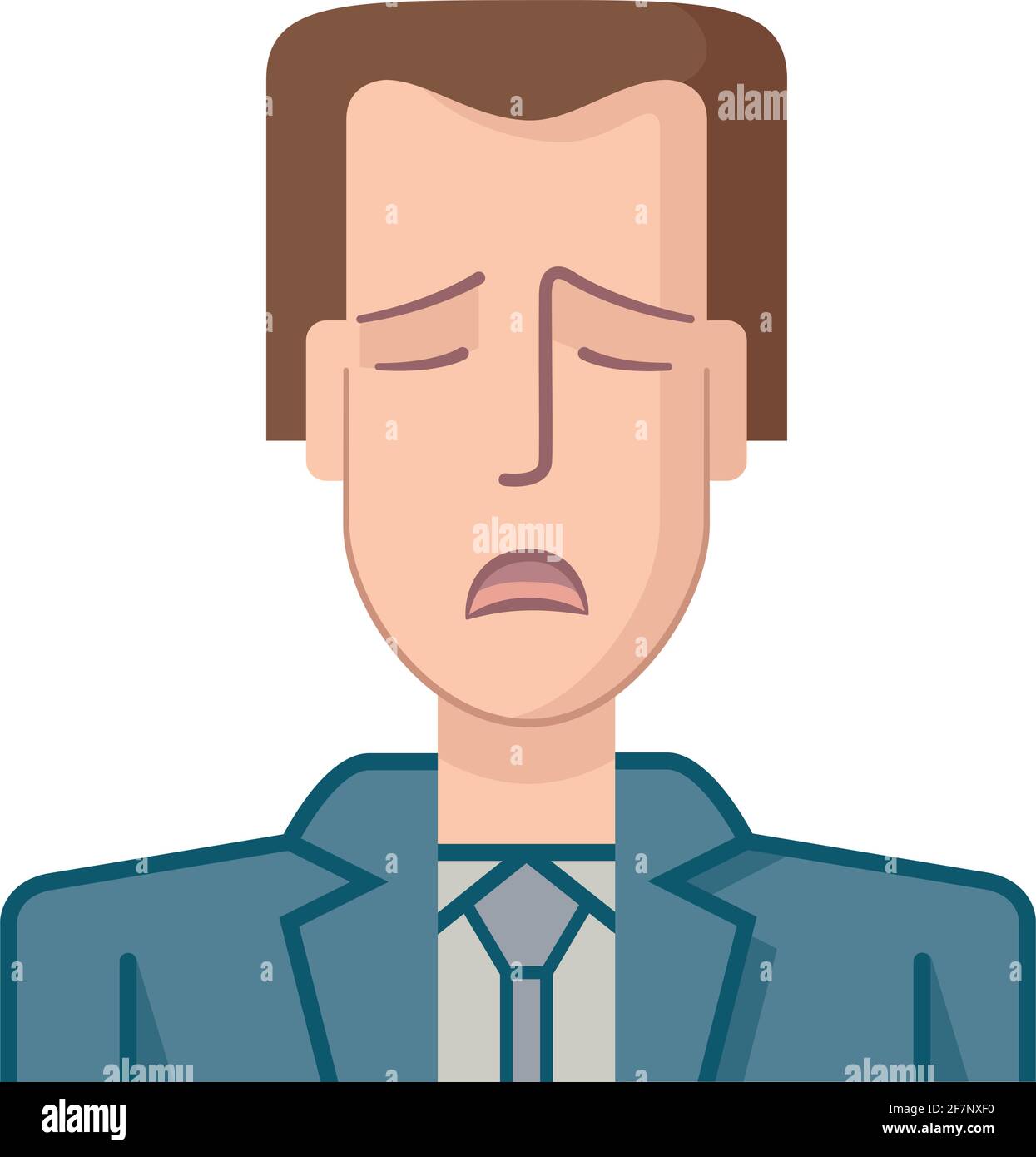 Illustration of a young businessman with a sad expression. The drawing ...