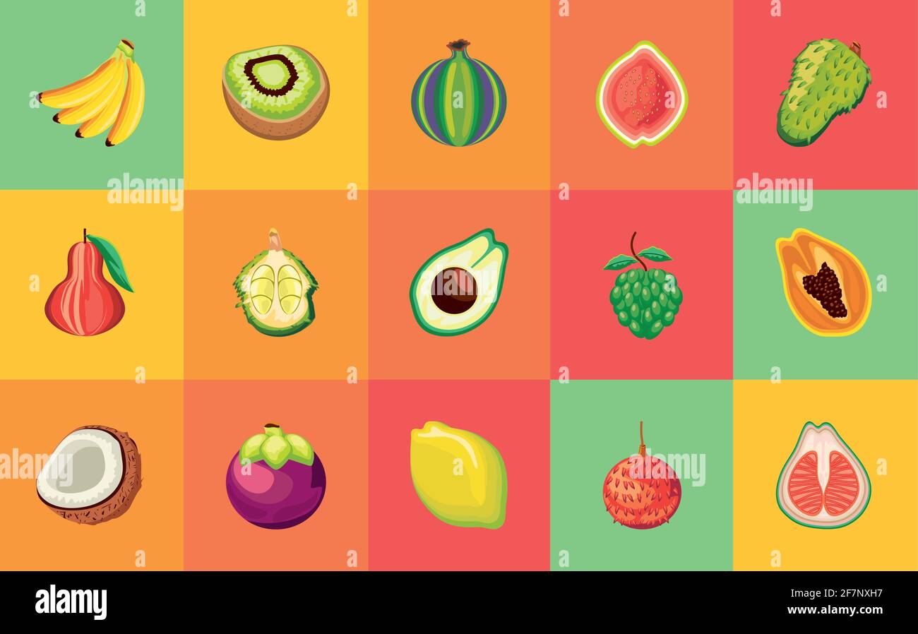 different tropical fruits Stock Vector Image & Art - Alamy
