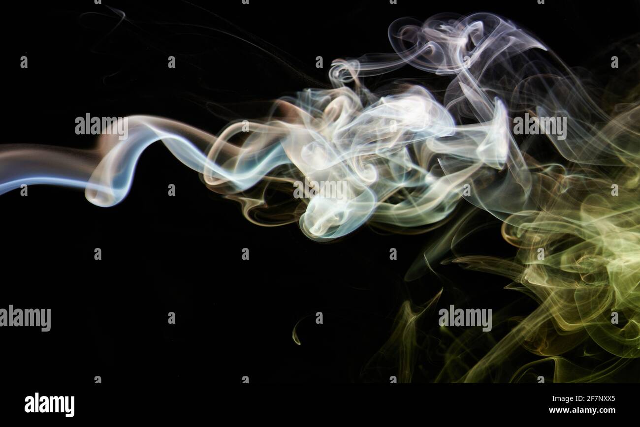 Abstract brown smoke background with smooth shape in black backdrop ...