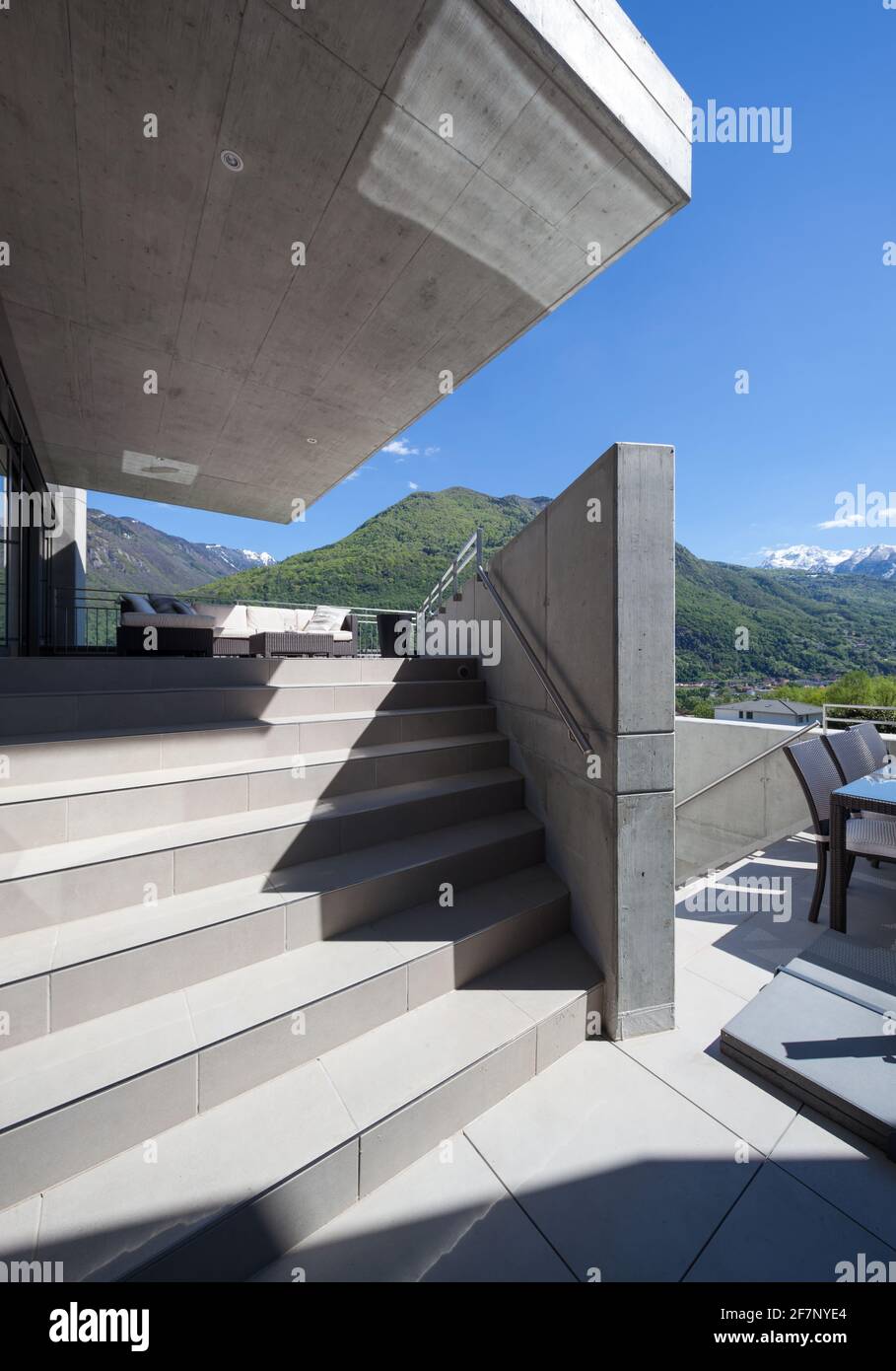 Closeup concrete steps in modern villa. noboty inside Stock Photo - Alamy